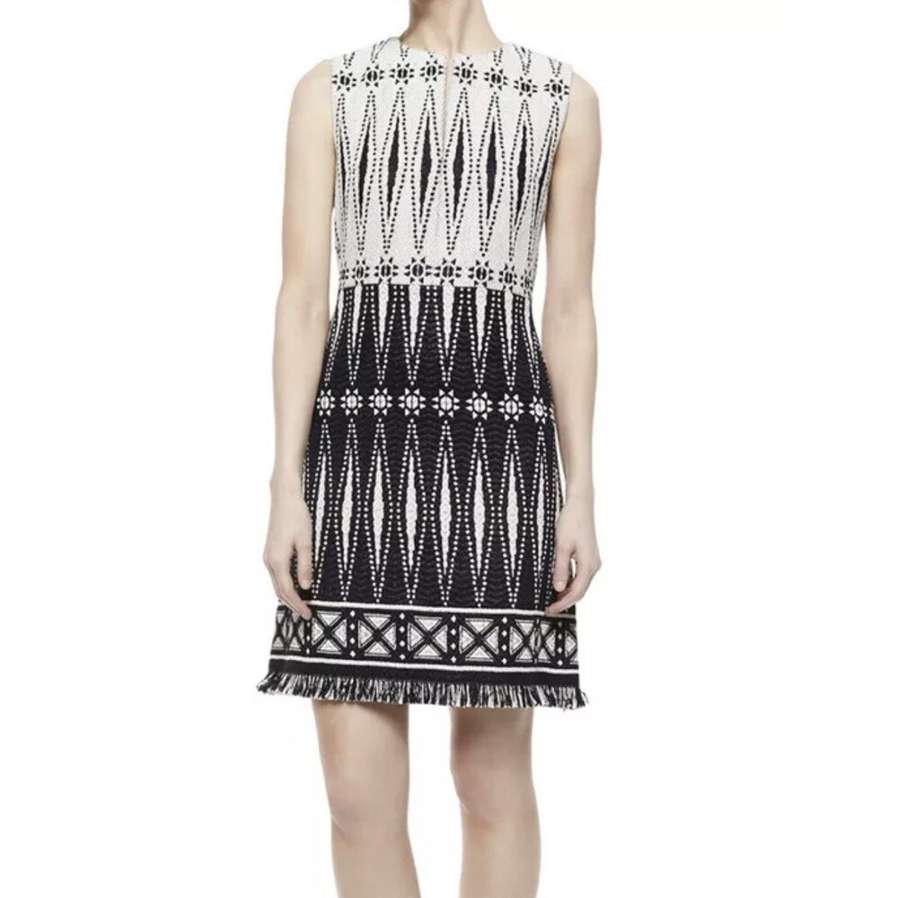 Tory Burch Mini Fringe Dress Savora Tweed Sz 6 Boho - Gem